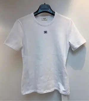Celine Triomphe T-shirt In Ribbed Cotton Jersey