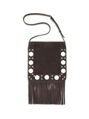 Valentino Garavani Nellcôte Vlogo Signature Fringed Shoulder Bag - Black