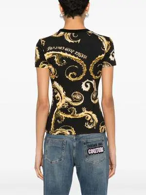 Versace Crewneck T-shirt With Baroque Print - Black