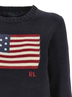 Polo Ralph Lauren Flag Intarsia Crewneck Jumper - Black