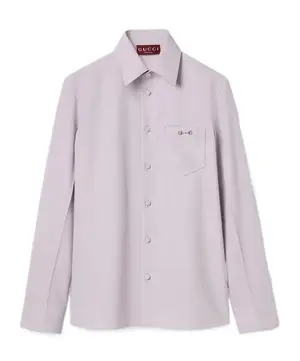 Gucci Gucci Gabardine Collared Long-Sleeve Shirt Lavender