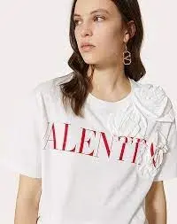 Valentino Garavani Rose Blossom Logo Print T-shirt