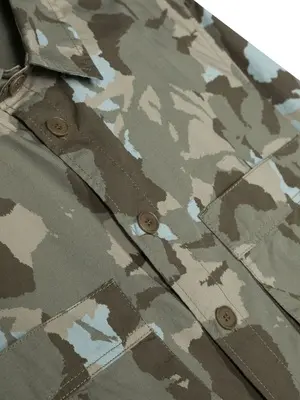 Aspesi Camouflage-print Two-pocket Shirt With Logo Detail