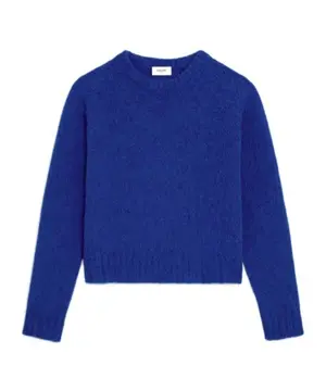 Celine Shetland Wool Crewneck Sweater With Triomphe Embroidery - Blue