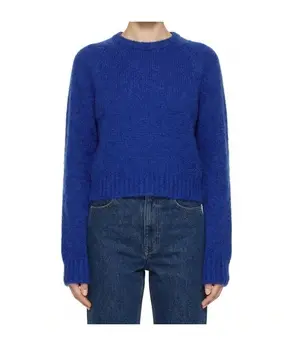 Celine Shetland Wool Crewneck Sweater With Triomphe Embroidery - Blue