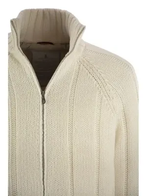 Brunello Cucinelli Zip-up Ribbed-knit Jacket - Gray