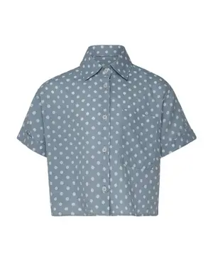 Aspesi Polka Dot Print Cropped Shirt - Gray