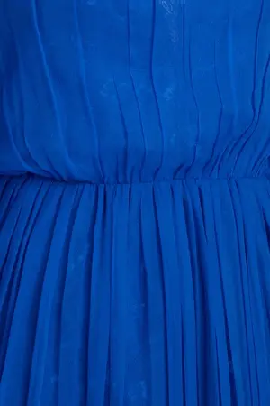 Alberta Ferretti Long Sleeve V-neck Pleated Dress