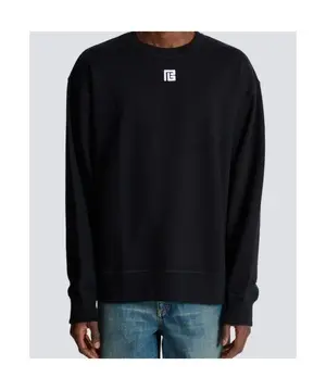 Balmain Cotton Sweatshirt With Pb Embroidery