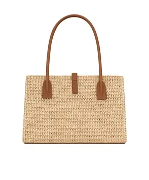 Saint Laurent Panier Rectangle Bag In Raffia And Leather