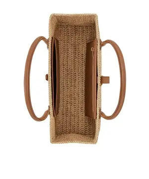 Saint Laurent Panier Rectangle Bag In Raffia And Leather