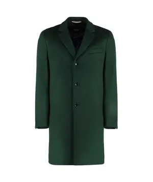 Hugo Boss Single Breasted Slim Fit Coat - Green
