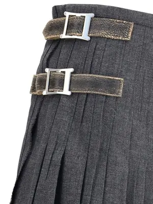 Prada Pleated Midi Skirt With Buckle Detail