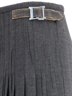 Prada Pleated Midi Skirt With Buckle Detail