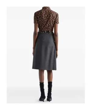 Prada Pleated Midi Skirt With Buckle Detail