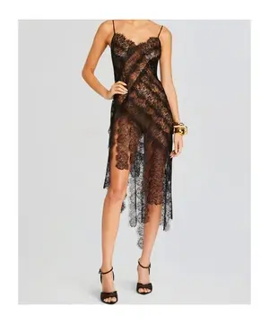 Retrofete Sabina Lace Asymmetrical Midi Dress