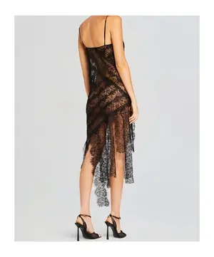 Retrofete Sabina Lace Asymmetrical Midi Dress