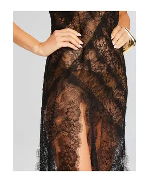 Retrofete Sabina Lace Asymmetrical Midi Dress