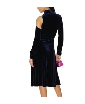 Versace High Neck Velvet Dress