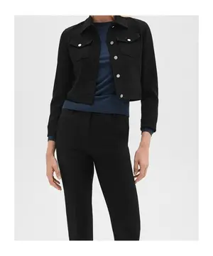 Theory Shrunken Button-up Trucker Jacket - Black