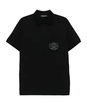Dolce & Gabbana Logo-embroidered Polo Shirt - Black