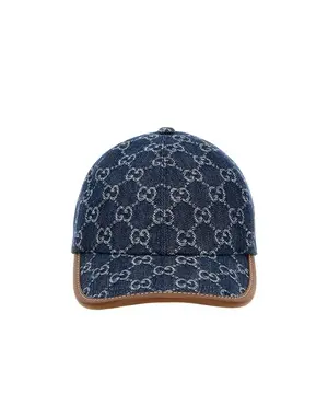 Gucci Gg Monogrammed Denim Baseball Cap - Blue