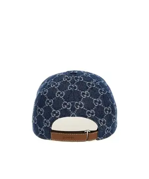 Gucci Gg Monogrammed Denim Baseball Cap - Blue