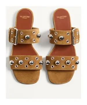 Valentino Garavani Nellcôte Buckled Slide Sandals - Brown