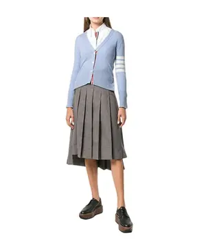 Thom Browne Four-bar V-neck Cardigan - Light Blue