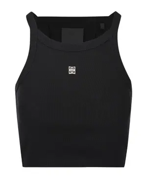 Givenchy 4g Plaque Cropped Ribbed Tank Top