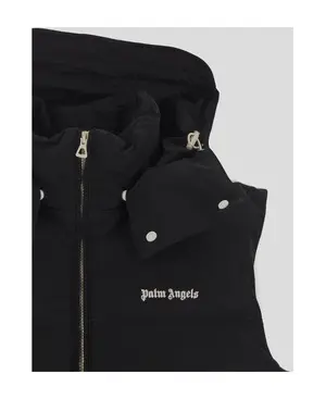 Palm Angels Logo Printed Padded Vest - Black