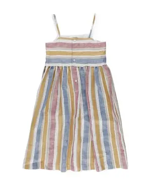 IL GUFO Striped Pleated Dress With Fringe Detail