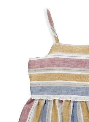 IL GUFO Striped Pleated Dress With Fringe Detail