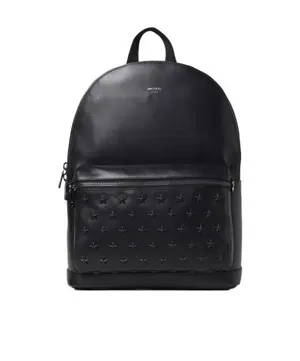 JIMMY CHOO Black Leather Backpack With Star Embellishment - Blackgunmetal