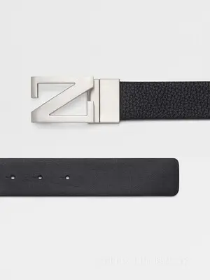 Zegna Logo Plaque Buckle Belt
