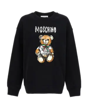 Moschino Teddy Bear Print Crewneck Sweatshirt - Black