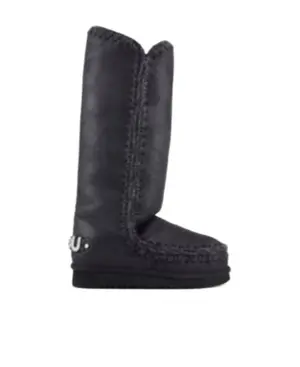Mou Glitter Logo Eskimo Boots - Black