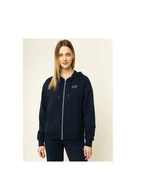 EA7 Logo Zip-up Hooded Jacket - Black
