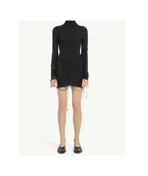 MAISON MARGIELA Ribbed Distressed Turtleneck Mini Dress