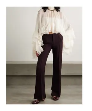 Chloé Wool Tailored Trousers - Copper-brown