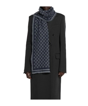 Gucci Gg Wool Scarf - Dark Blue