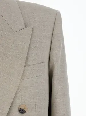Saint Laurent Double-breasted Wool Blazer - Nude