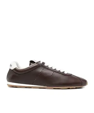 Miu Miu Leather Lace-up Sneakers - Black