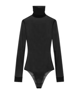 MAISON MARGIELA High Neck Sheer Bodysuit - Black