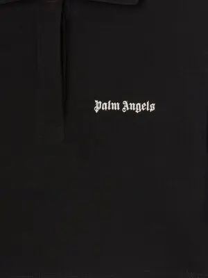 Palm Angels Cropped Logo Embroidered Polo Shirt