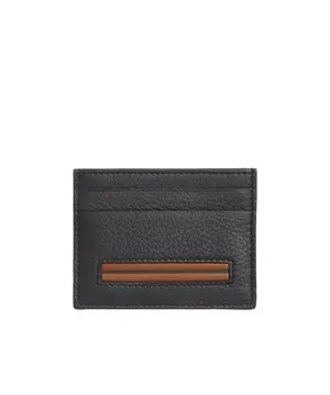 Zegna Logo Embossed Card Holder - Black
