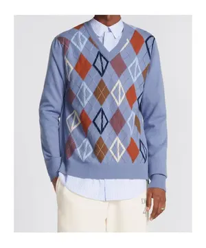 Dior V-neck Cashmere Sweater With Cd Diamond Argyle Pattern