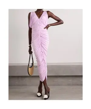 Magda Butrym Ruched V-neck Midi Dress - Pink