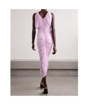 Magda Butrym Ruched V-neck Midi Dress - Pink