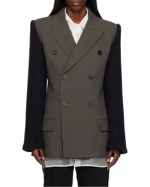 JEAN PAUL GAULTIER Bi-material Suit Jacket - Black